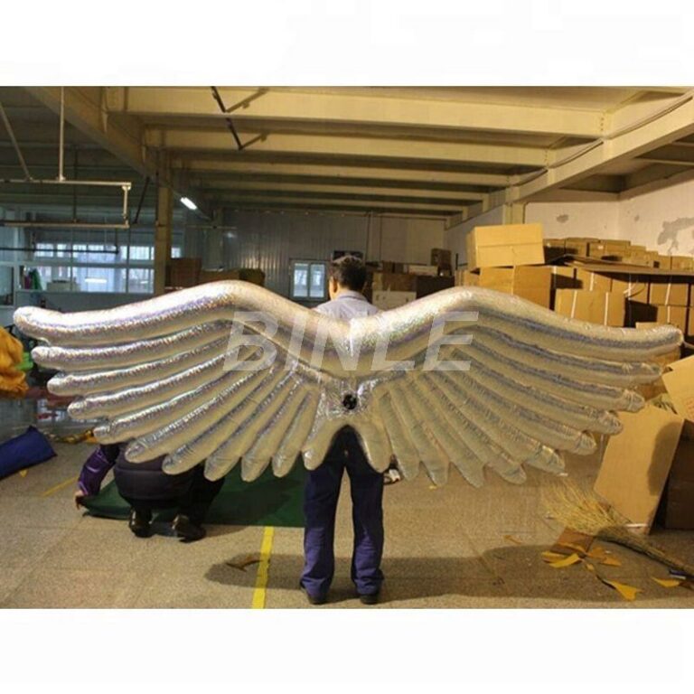 3m Large Silver Inflatable Angel Wings Costume Battery Operated For ...
