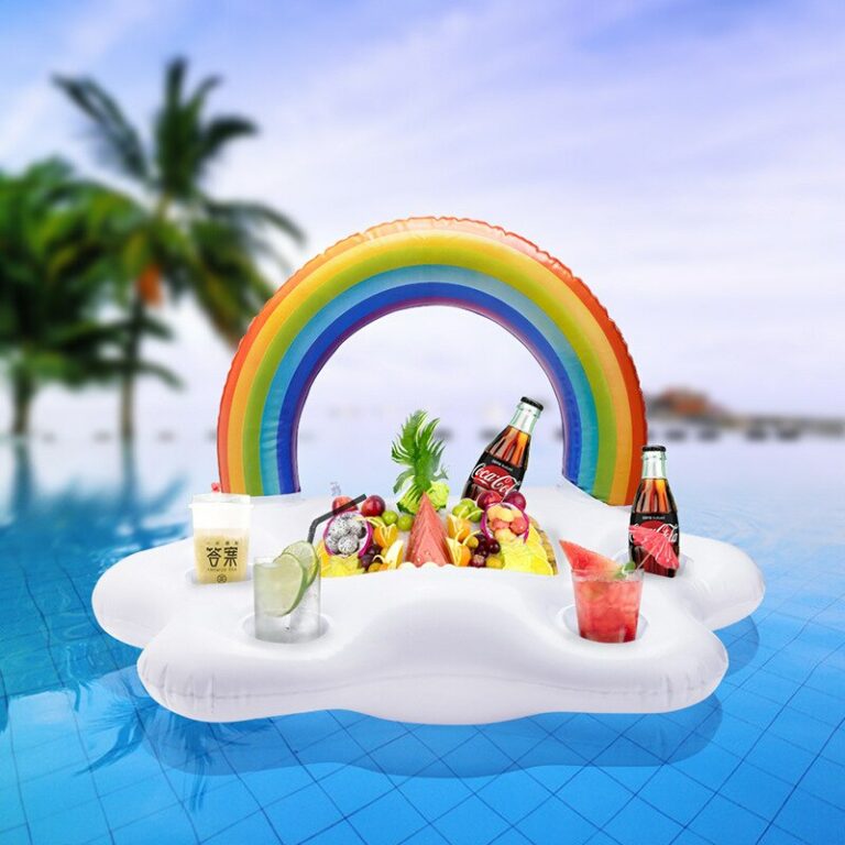 Rainbow Cloud Inflatable Pool Float With Drink Holder Party Ice Bar - WeFlatables.com ...