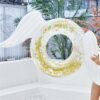 Adults Angel Wing Sequin Inflatable Pool Float Swim Ring Tube Toy ...