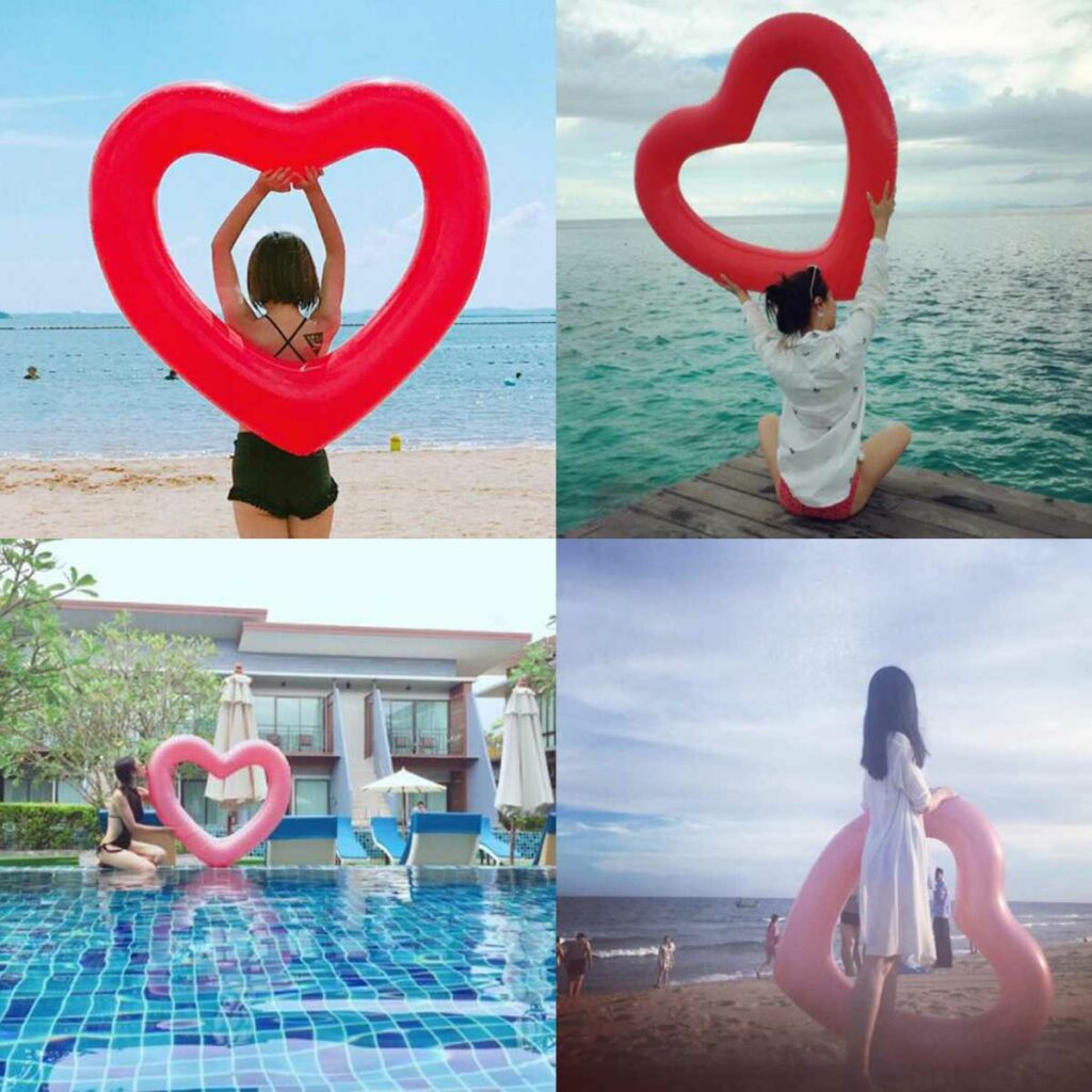 Heartshaped Inflatable Pool Float For Kids Adults Beach Party Swim Ring ...