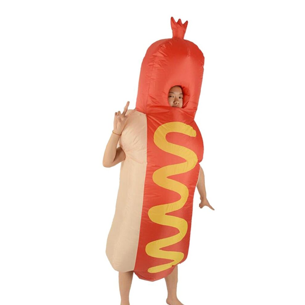 Adult Inflatable Hot Dog Costume Novelty Halloween Party Dressup Outfit ...