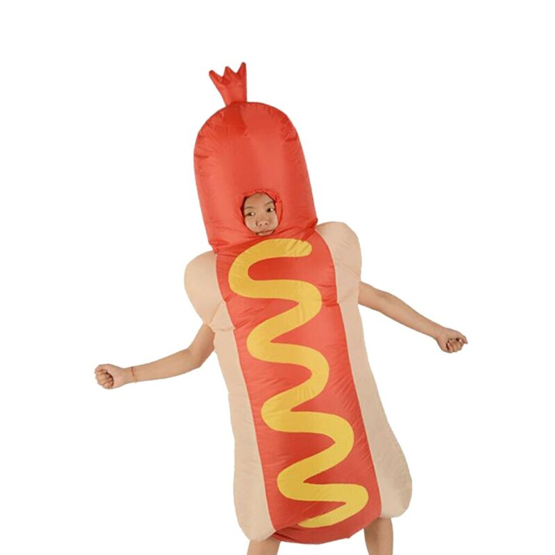 Adult Inflatable Hot Dog Costume Novelty Halloween Party Dressup Outfit ...