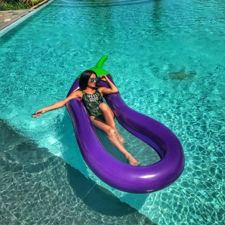 Kids Fun Inflatable Eggplant Pool Float 254cm Swimming Lounge Water Toy ...