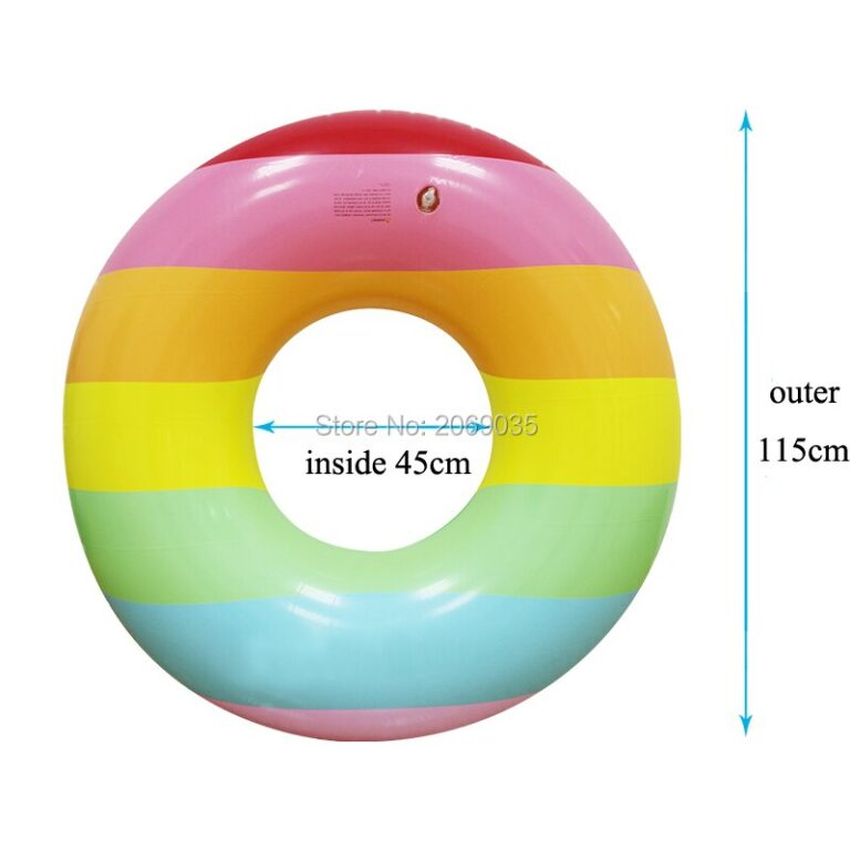 Giant 115cm Rainbow Inflatable Pool Float Tropical Palm Tube Water ...