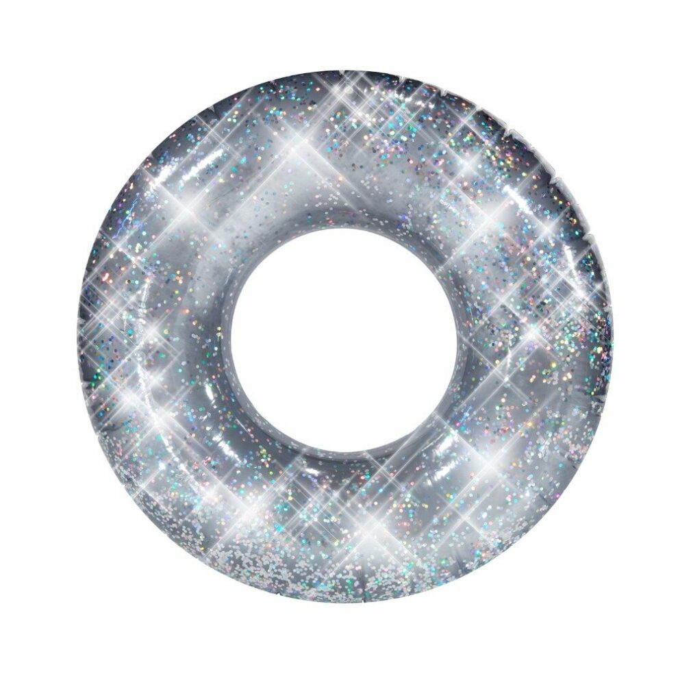 Gold Holographic Glitter Inflatable Swimming Ring For Beach Pool ...