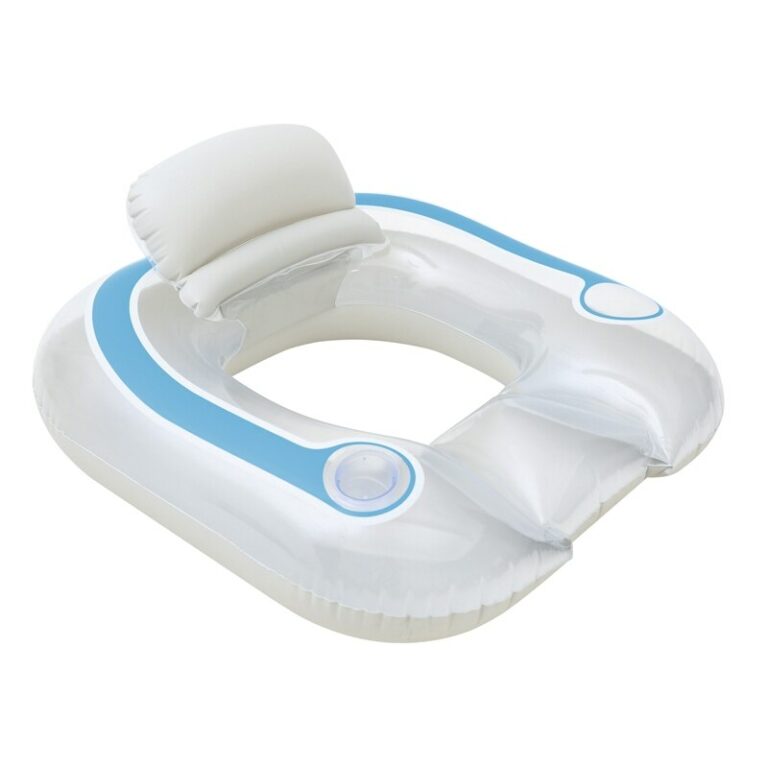 Inflatable 40 Pool Float Lounge Chair Water Swim Toy With Air Bed Cup ...