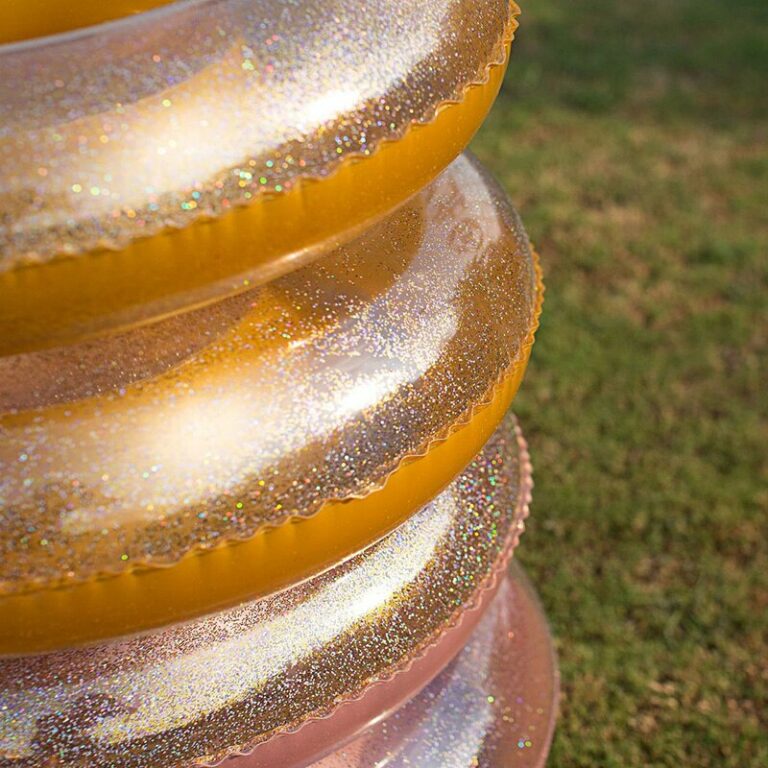 Adult Inflatable Pool Float Sparkling Rose Gold Swim Ring With Handles ...