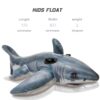173cm Inflatable Shark Whale Pool Float Swim Ring Air Mattress Water ...