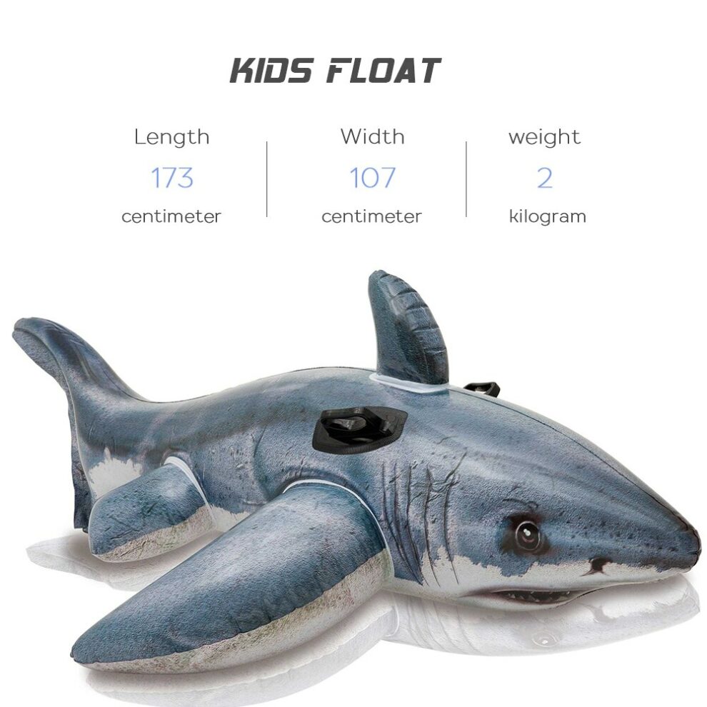 173cm Inflatable Shark Whale Pool Float Swim Ring Air Mattress Water ...