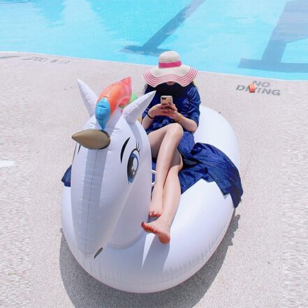 200cm Giant Inflatable Unicorn Pool Float Rainbow Pegasus Swim Ring For ...