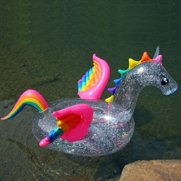 Unicorn Pool Float 180cm Glitter Rainbow Pegasus Swim Ring Adultkids ...