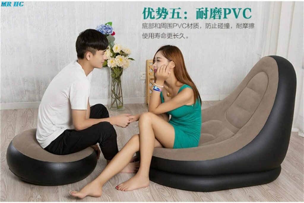Air Inflatable Pvc Sofa Lounger With Cushioned Foot Rest For Home ...