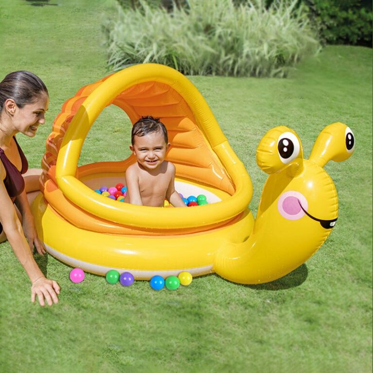 Kids Inflatable Round Swimming Pool With Sun Shade For Ages 36 ...