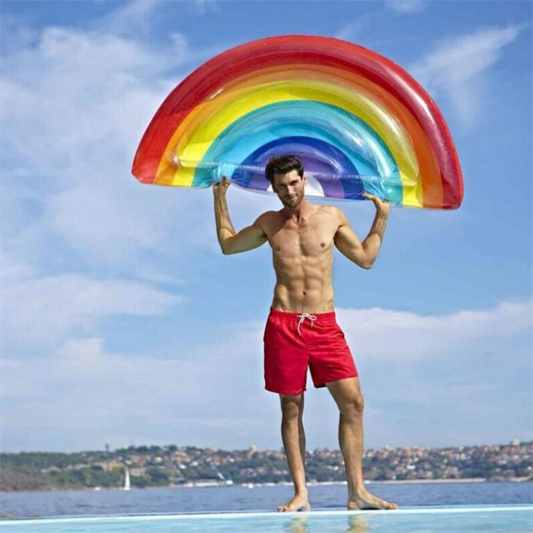 Summer Inflatable Rainbow Pool Float Raft Swimming Water Toy Party ...