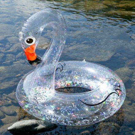 Holographic Swan Inflatable Pool Float Glitter Water Toy For Kids ...