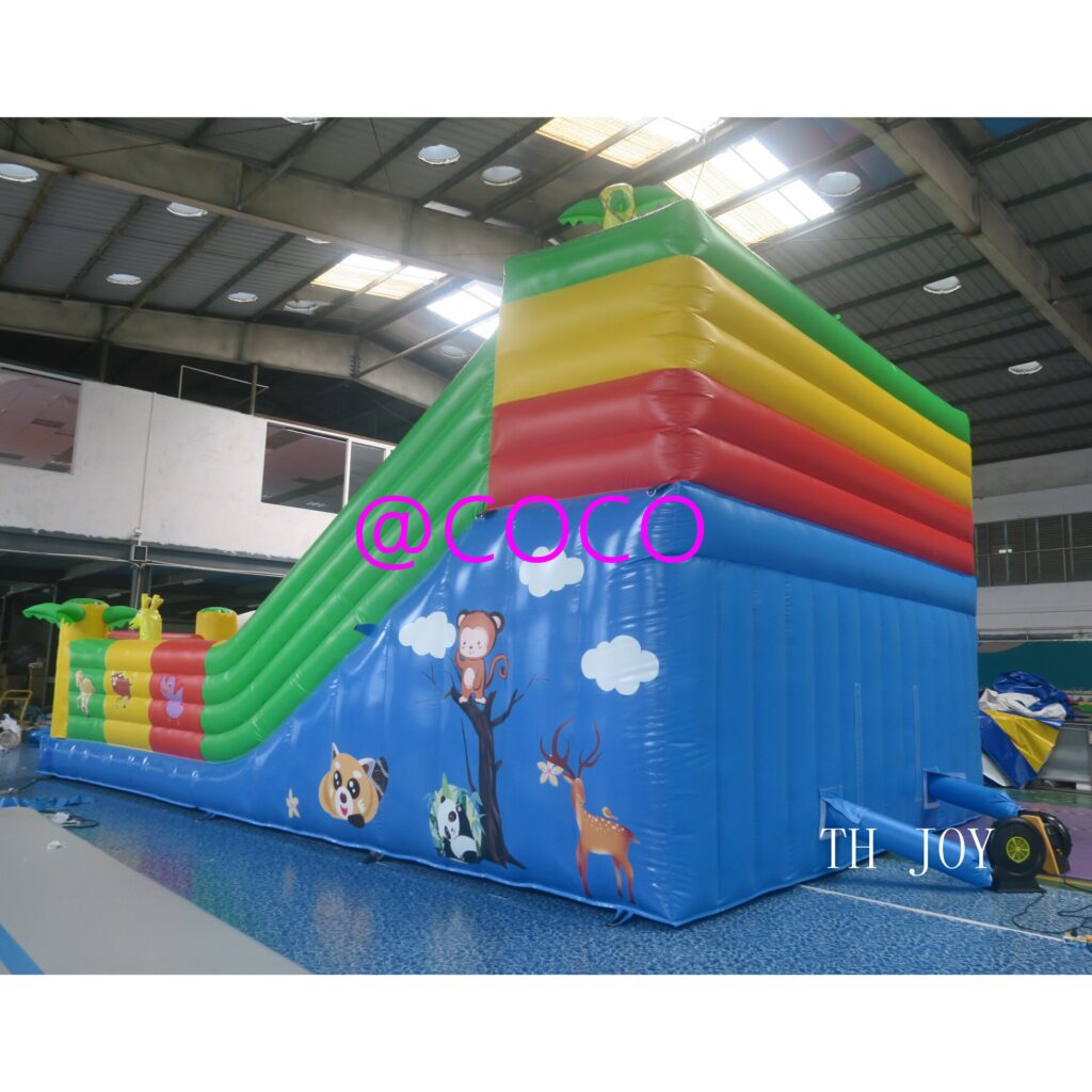 Commercial 10x4m Jungle Inflatable Bouncy Slide With Animal Zoo Theme ...