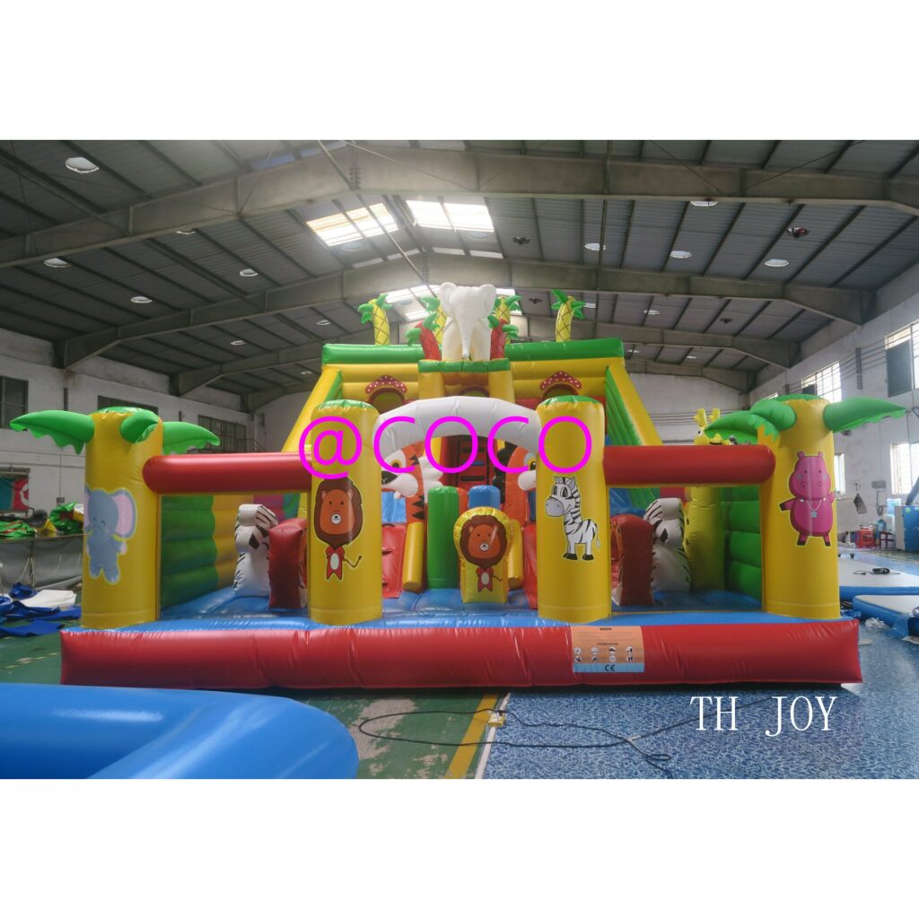Commercial 10x4m Jungle Inflatable Bouncy Slide With Animal Zoo Theme ...