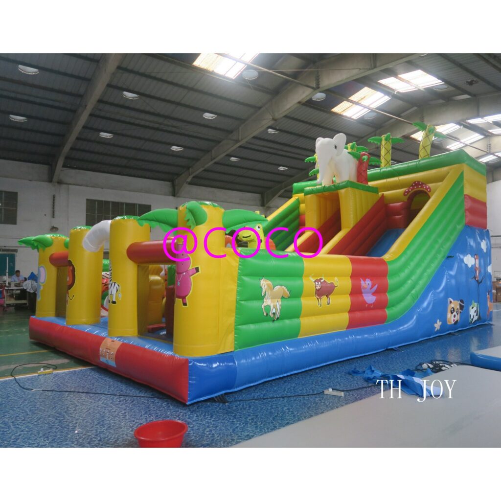 Commercial 10x4m Jungle Inflatable Bouncy Slide With Animal Zoo Theme ...