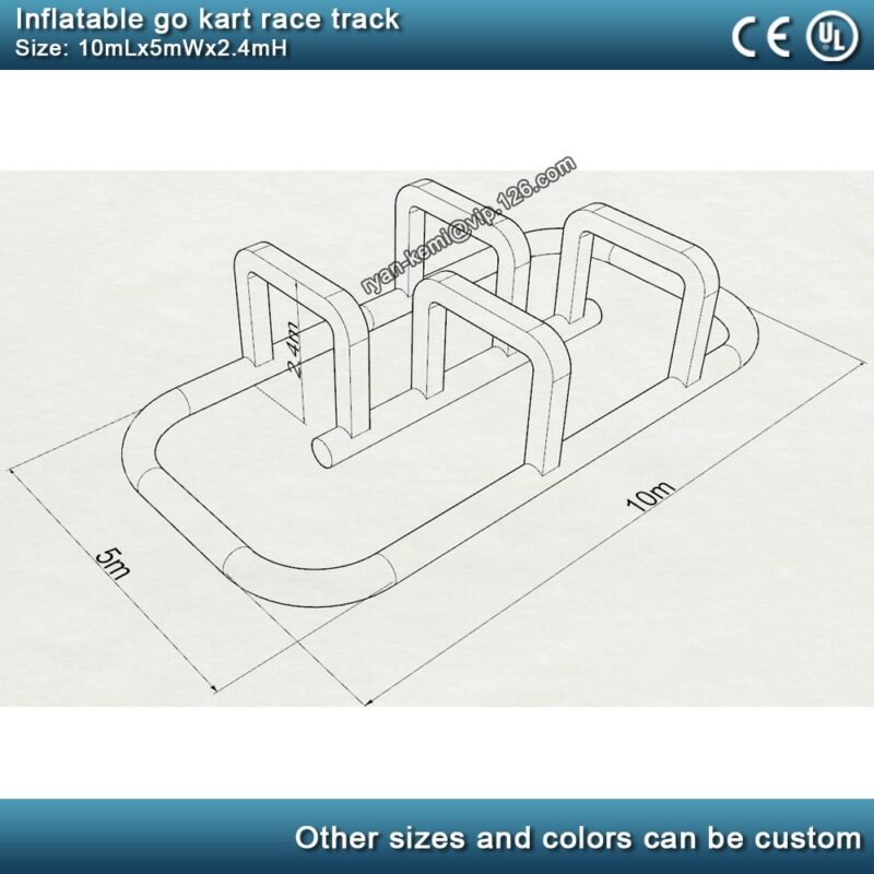 Inflatable Gokart Race Track With Blower Zorb Ball Air 10mlx5mwx24mh ...