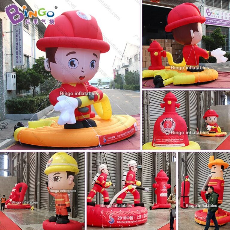 Customized 32m High Inflatable Fireman Cartoon For Event Advertising ...