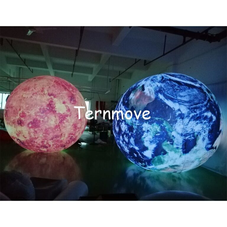 Led Illuminated Giant Inflatable Earth Globe With Moon Balloon For ...