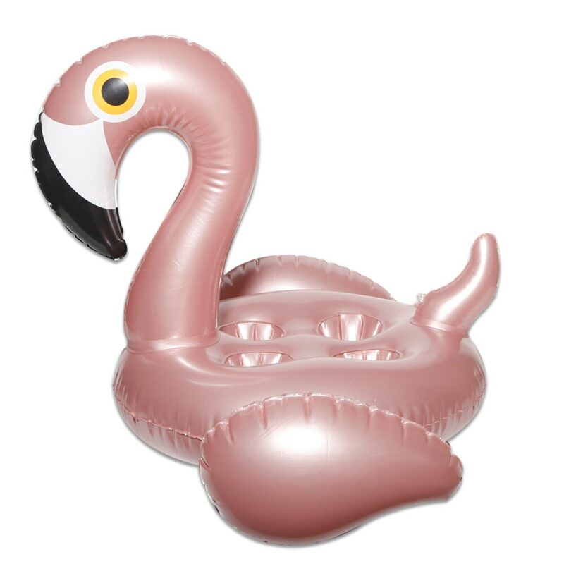 Rose Gold Inflatable Flamingo 4hole Cup Holder Pool Float Toy ...