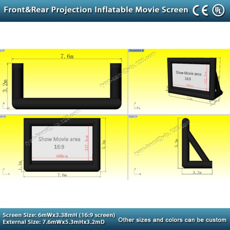Outdoor Inflatable 76m Cinema Screen Frontrear Projection Ce Ul Blower ...