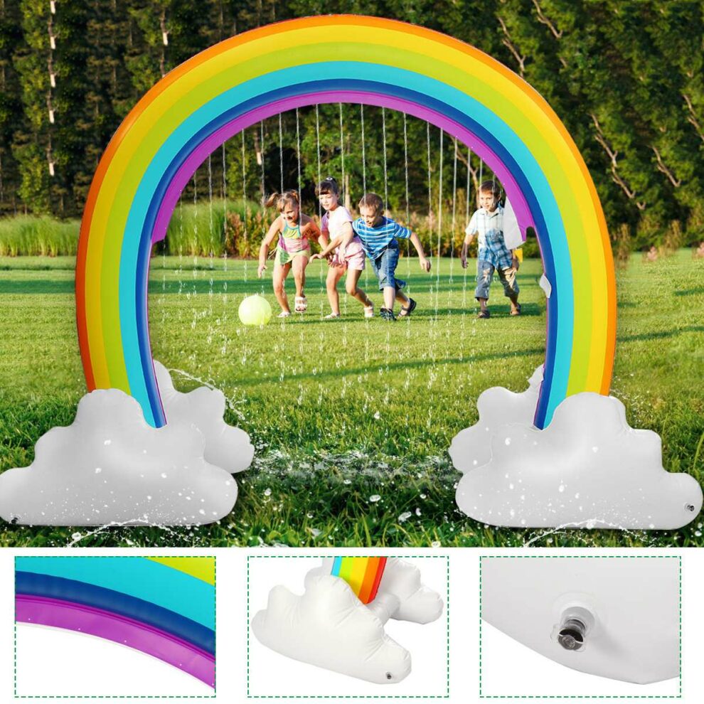 Rainbow Inflatable Kids Water Sprinkler Safe Pvc Garden Beach Outdoor ...