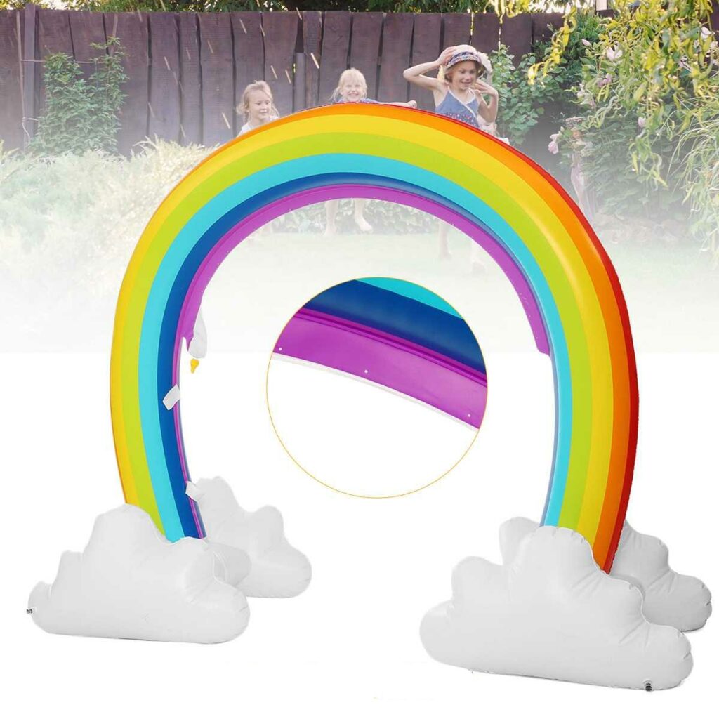 Rainbow Inflatable Kids Water Sprinkler Safe Pvc Garden Beach Outdoor ...