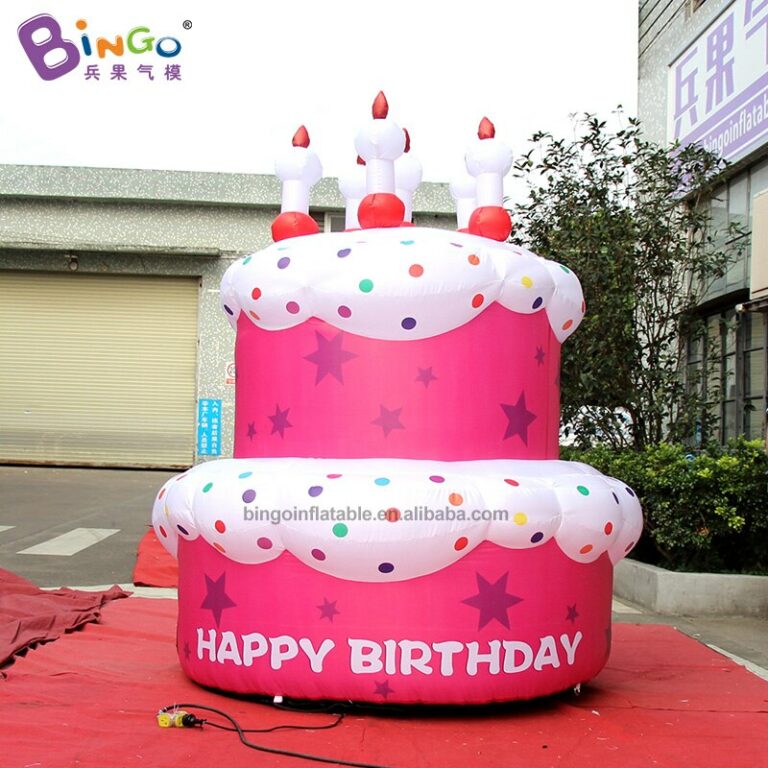 Kids Inflatable Birthday Cake Decor 2m High Double Layer With Air Fan ...