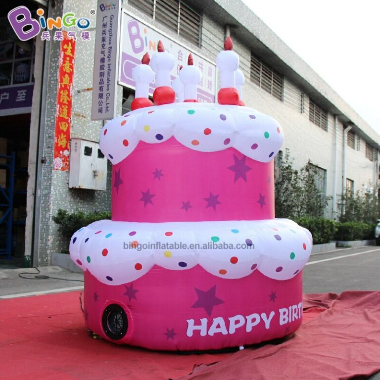 Kids Inflatable Birthday Cake Decor 2m High Double Layer With Air Fan ...