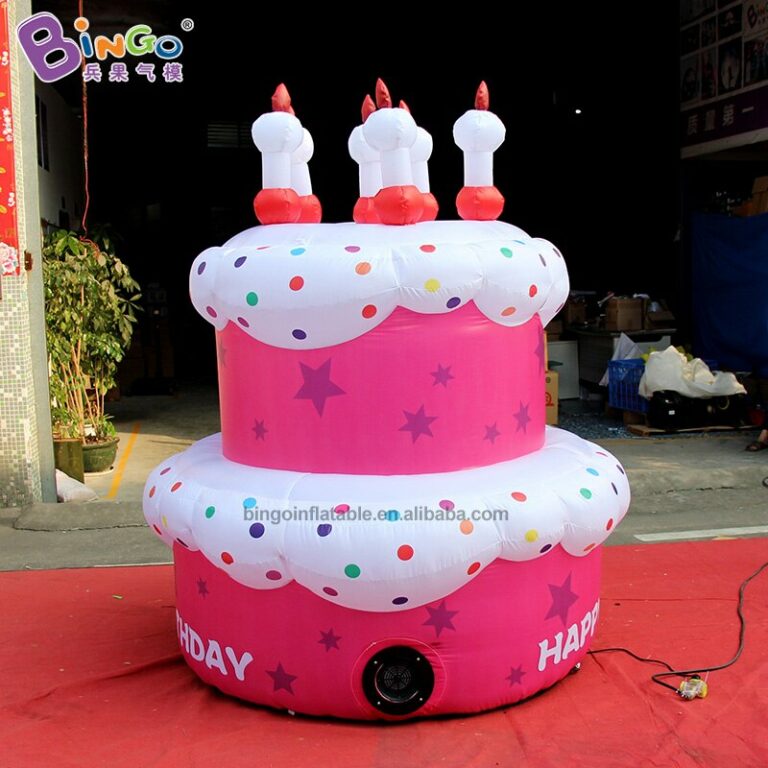 Kids Inflatable Birthday Cake Decor 2m High Double Layer With Air Fan ...