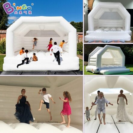 Luxury 5m White Inflatable Trampoline For Wedding Event Planning ...