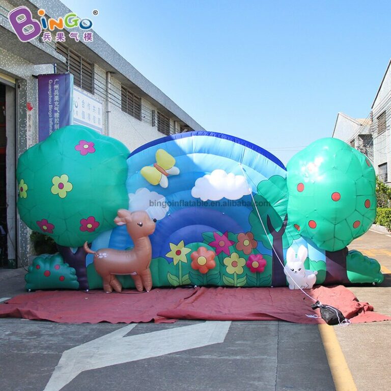 6m Inflatable Bingo Animal Rainbow Stage Decor With Cartoon Lighting ...