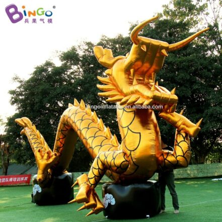 Customizable Giant 8x35m Gold Inflatable Dragon Game Toy For Kids ...