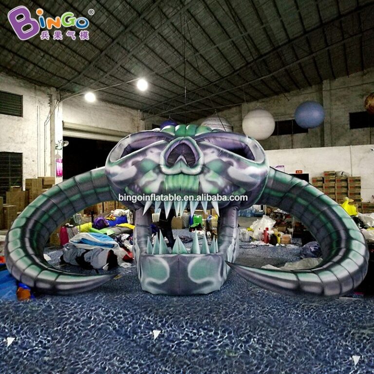 8m Giant Green Ledlit Inflatable Skull For Halloween Display ...