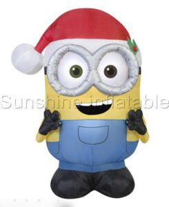 Christmas Inflatable Minion With Santa Hat Giant Airblown Holiday ...
