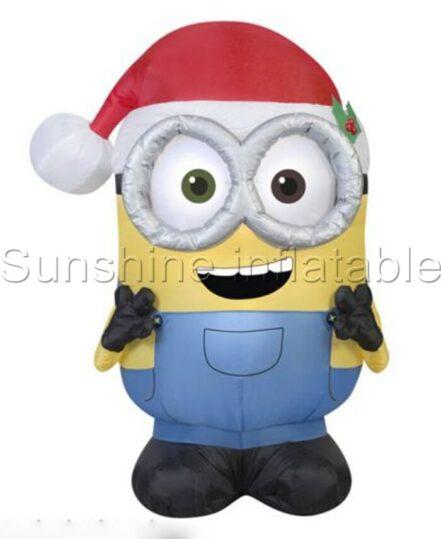 Christmas Inflatable Minion With Santa Hat Giant Airblown Holiday ...