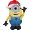 Christmas Inflatable Minion With Santa Hat Giant Airblown Holiday ...