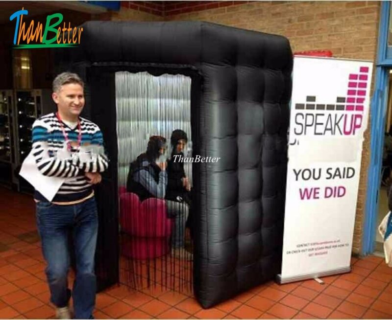 Led Illuminated Black Inflatable Photo Booth Enclosure For Event ...
