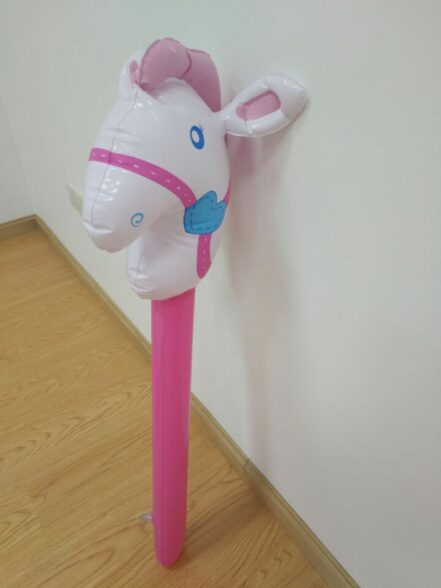 Kids Inflatable Horse Head Riding Stick Toy With Long Wooden Club ...