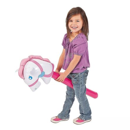 Kids Inflatable Horse Head Riding Stick Toy With Long Wooden Club ...