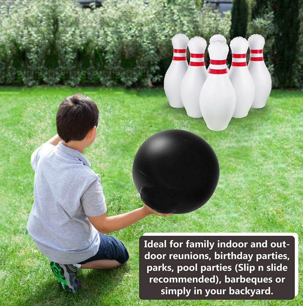 Giant Inflatable Kids Bowling Set 40inch Pins 24inch Ball For Outdoor ...