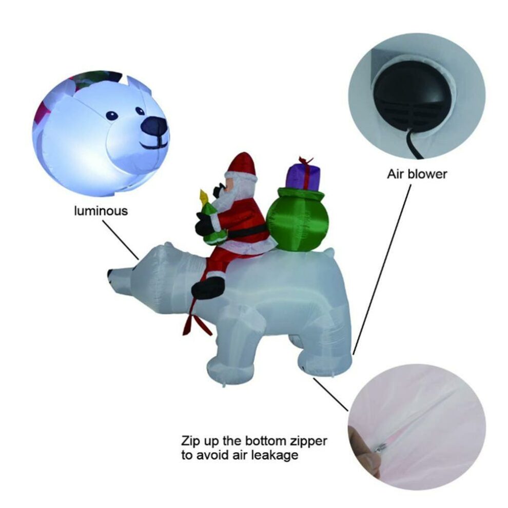 2m Giant Inflatable Santa Claus Polar Bear Ride Indoor Outdoor ...